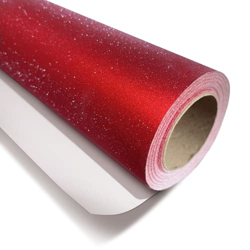 Blavermant Wrapping Paper Red Glitter Mini Roll - 17" x 50 ft - Solid Color Paper Perfect for Wedding, Birthday, Christmas, Baby Shower