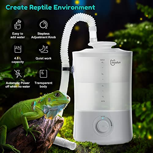 Reptile Humidifiers, 4.5L Mister for Reptiles, Reptile Fogger with Humidity Control, Terrarium Ball Python Snake Tank Accessories Chameleon Accessories, Automatic Reptile Misting System Humidity