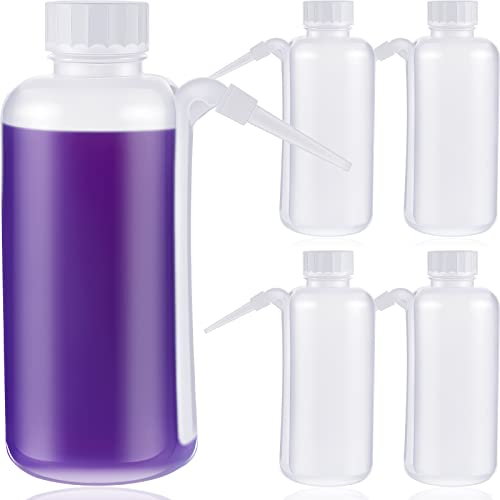 5 Pieces Communion Cup Filler Plastic No Drip Squeeze Bottle Communion Juice Dispenser with Side Straw Church Bottle Filler Holy Condiment Squeeze Bottles for Ceremony Communion Supplies, 17 oz