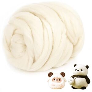 natural wool roving - 8.8 oz fibre wool yarn roving needle felting wool hand spinning for beginners adult wool felting yarn supplies diy craft materials - beige