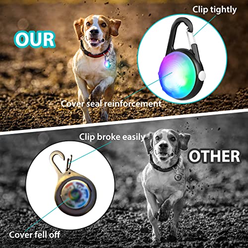 Dog Collar Lights for Night Time, 4 Modes Dog Collar Light Rechargeable Led Light for Dog Collar, IP68 Waterproof Dog Light for Night Walking, Safety Dog Collar Lights for Night Time Clip On (Black)