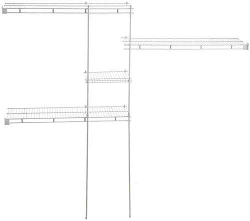 ClosetMaid 1628 Closet Organizer Kit, 5-Foot to 8-Foot, White & 2087 ShelfTrack 2ft. to 4ft. Adjustable Closet Organizer Kit, White