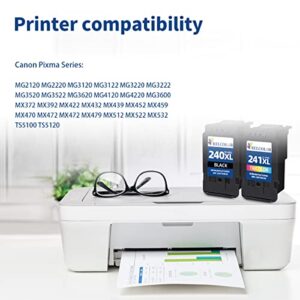 Relcolor 2X Capacity 240XL 241XL Ink Cartridges Black Color Combo Pack for Canon PG-240 CL-241 XL PG240 CL241 for Cannon Pixma MG3620 MG3600 TS5120 TS5100 MG3520 MG2120 MX452 MX532 MX472 MX512 Printer