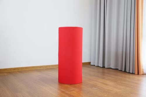 ittsmnt Solid Red Round Pedestal Covers for Birthday Party Red Plinth Cover Fabric Round Cylinder Cover for Baby Shower Wedding Baptism Communion Event Props Dia36 H75