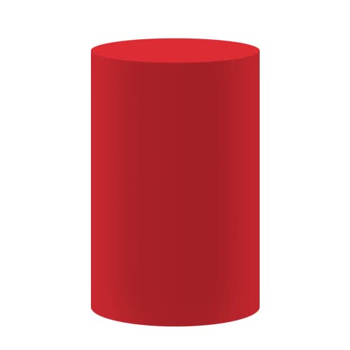 ittsmnt Solid Red Round Pedestal Covers for Birthday Party Red Plinth Cover Fabric Round Cylinder Cover for Baby Shower Wedding Baptism Communion Event Props Dia36 H75