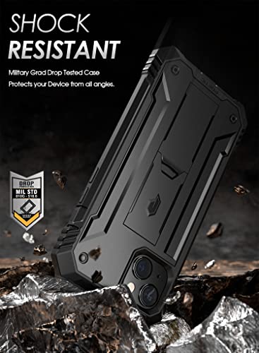 Poetic Revolution Case for iPhone 14 Plus 6.7 inch, [20FT Mil-Grade Drop Tested], Full-Body Rugged Shockproof Protective Cover with Kickstand and Built-in-Screen Protector, Black