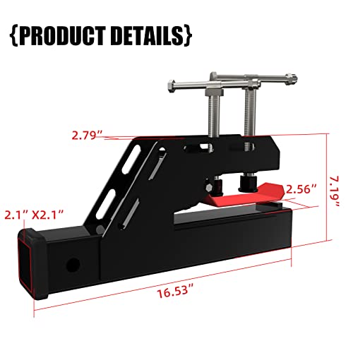 RbhAuto Clamp on Trailer Hitch Receiver, Upgraded Non-Slip 2" Ball Mount Adapter for Tractor Bucket Kubota Deere Bobcat