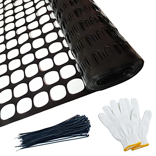 KALYSIE Safety Fence Plastic Mesh Fencing Roll, 4'x100' Feet 1 Roll with 100 Zip Ties, Temporary Reusable Netting for Snow Fence, Garden, Construction and Animal Barrier (Black MW 10.71 lb/roll)