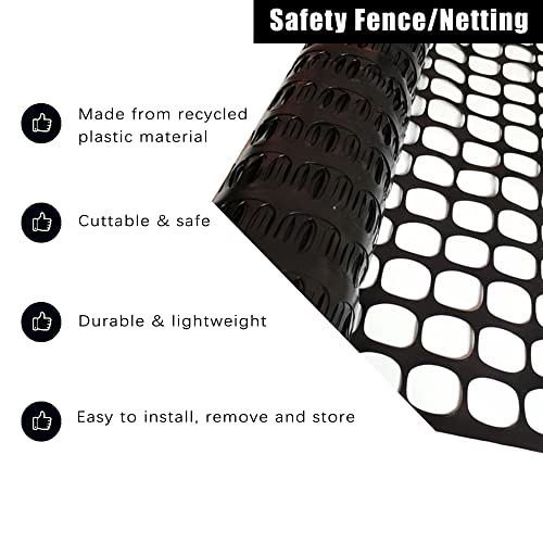 KALYSIE Safety Fence Plastic Mesh Fencing Roll, 4'x100' Feet 1 Roll with 100 Zip Ties, Temporary Reusable Netting for Snow Fence, Garden, Construction and Animal Barrier (Black MW 10.71 lb/roll)