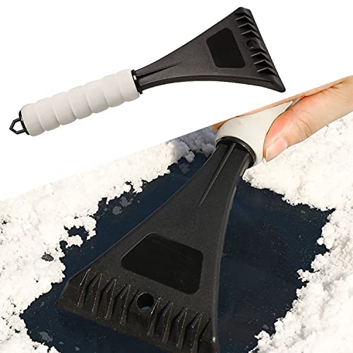 Pincuttee 10" Snow Shovel for Car 1PC,Car Ice Scrapers Frost Snow Removal for Car Windshield and Window,Snow Scraper Brush with Foam Handle(Black,1PC)