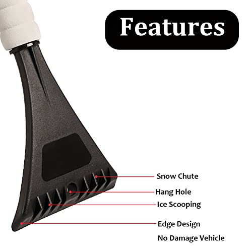 Pincuttee 10" Snow Shovel for Car 1PC,Car Ice Scrapers Frost Snow Removal for Car Windshield and Window,Snow Scraper Brush with Foam Handle(Black,1PC)