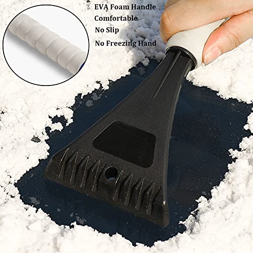 Pincuttee 10" Snow Shovel for Car 1PC,Car Ice Scrapers Frost Snow Removal for Car Windshield and Window,Snow Scraper Brush with Foam Handle(Black,1PC)