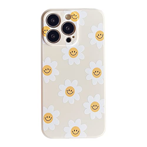 White Sunflower Cute Flower Phone Case for Apple iPhone 14 Pro 6.1" Smooth Silicone Soft Cover for iPhone 14Pro - 6.1 inch