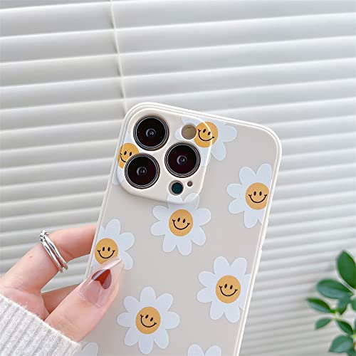 White Sunflower Cute Flower Phone Case for Apple iPhone 14 Pro 6.1" Smooth Silicone Soft Cover for iPhone 14Pro - 6.1 inch