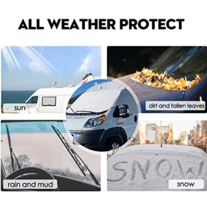 VANNCAMP RV Windshield Cover for Ram Promaster(2014-2023),White with Mirror Cutouts,UV Protection & Privacy Shield,Motorhome Exterior Windshield Cover,Essential RV Accessories