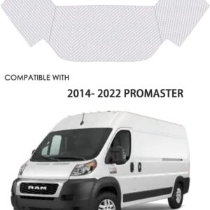 VANNCAMP RV Windshield Cover for Ram Promaster(2014-2023),White with Mirror Cutouts,UV Protection & Privacy Shield,Motorhome Exterior Windshield Cover,Essential RV Accessories