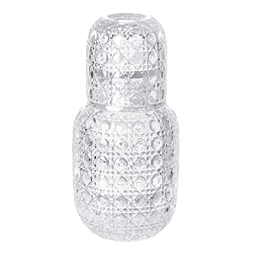 Sizikato 15 Oz Gemstone Surface Glass Bedside Night Water Carafe with Tumbler Glass.