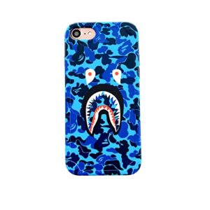 imcooerkez blue design cool iphone se 2020 case for teen boy girl, slim fit sturdy cute fun iphone 7 8 designer phone cover, fashion cartoon funny pattern soft iphone se3 2022 case (blue)