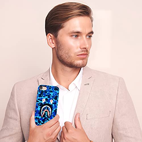 Imcooerkez Blue Design Cool iPhone SE 2020 Case for Teen Boy Girl, Slim Fit Sturdy Cute Fun iPhone 7 8 Designer Phone Cover, Fashion Cartoon Funny Pattern Soft iPhone SE3 2022 Case (Blue)