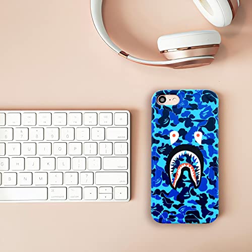 Imcooerkez Blue Design Cool iPhone SE 2020 Case for Teen Boy Girl, Slim Fit Sturdy Cute Fun iPhone 7 8 Designer Phone Cover, Fashion Cartoon Funny Pattern Soft iPhone SE3 2022 Case (Blue)