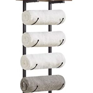 IBUYKE Industrial Towel Rack Wall Mounted, Metal Rack Towel Shelf,Towel Holder, Towel Storage for Bathroom Organizer Decor Rustic Brown TTR002H