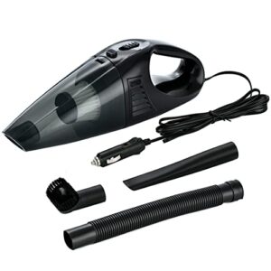 car vacuum cleaner, dc 12v portable handheld car vacuum for wet and dry cleaning， strong suction & 3 attachments fit car interior cleaning, black