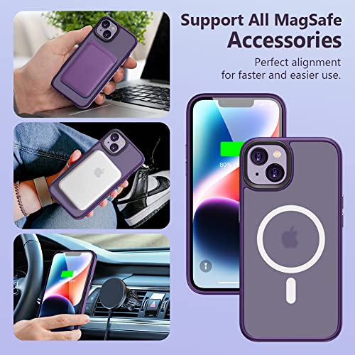 YLLZI [2 in 1] Magnetic Case with Charger Designed for iPhone 14 Plus, Compatible with MagSafe, Military-Grade Drop Protection, Slim Phone Case for 14 Plus-6.7 inch, Deep Purple