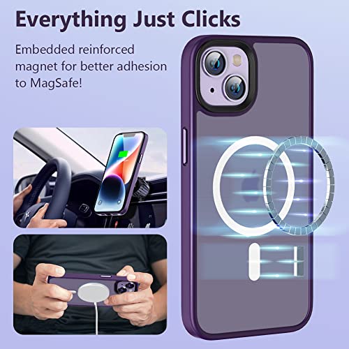 YLLZI [2 in 1] Magnetic Case with Charger Designed for iPhone 14 Plus, Compatible with MagSafe, Military-Grade Drop Protection, Slim Phone Case for 14 Plus-6.7 inch, Deep Purple