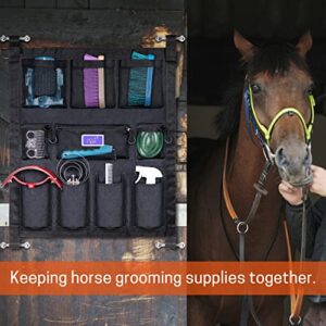 ZELARMAN Trailer Grooming Bag, Horse Trailer Hanging Grooming Organizer Bag, Short Hanging Door Caddy for Horses, Horse Grooming Supplies