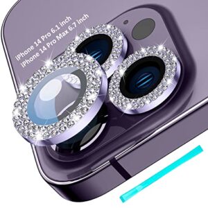 tensea for iphone 14 pro/iphone 14 pro max camera lens protector bling, protection camera cover tempered glass screen protector diamond metal individual ring for 14pro 6.1" / 14 promax 6.7 inch 2022