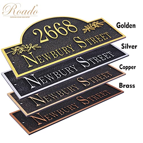 Address Plaque Large Option - 15" x 7.8'' Hand-Carved House Number Plaque Sign,Persoanlized House Sign Address plate for Outdoor Family Home,Garden,Apartment,Street,Garage,Drive Way Any Front & Style(Rose Gold)