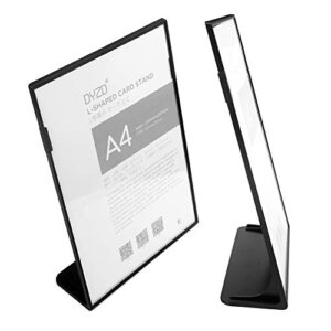 DYZD Plastic Sign Display Holder 6.88"×9.74" Slant-Back Sign Holder L Shape Ad Frames Photo Frame Pack of 2(Style 1,Balck)