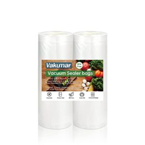 vakumar vacuum sealer bags 2 pack 8''x60' rolls for food, seal a meal, commercial grade, bpa free, commercial grade, great for storage, meal prep and sous vide