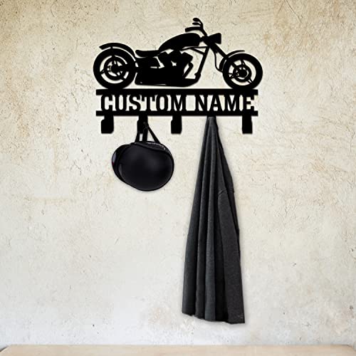 Personalized Metal Coat & Hat Rack with Led Lights, Custom Helmet Holder, Motorcycle Metal Sign, Motorcycle Gift for Men, Motorcycle Decor, Racer, Entryway Coat Hooks, Wall Mount Towel Hanger