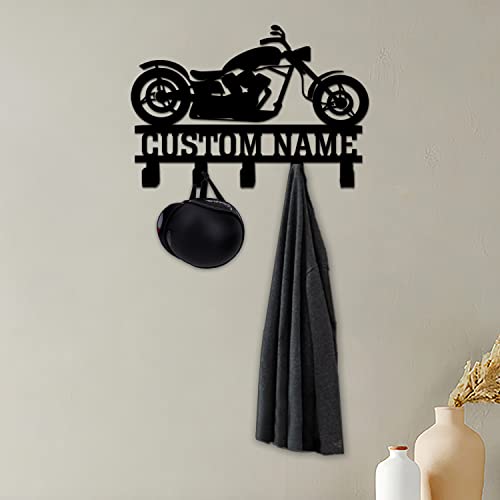 Personalized Metal Coat & Hat Rack with Led Lights, Custom Helmet Holder, Motorcycle Metal Sign, Motorcycle Gift for Men, Motorcycle Decor, Racer, Entryway Coat Hooks, Wall Mount Towel Hanger