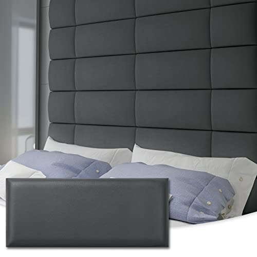 Art3d Adjustable Wall Mounted Upholstered Headboard for King, Twin, Full and Queen, Reusable and Removable Padded Wall Panels, Interchangeable Bed Panels in Black (12 Panels, 9.84" x 23.6")