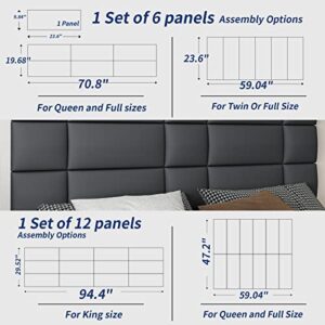 Art3d Adjustable Wall Mounted Upholstered Headboard for King, Twin, Full and Queen, Reusable and Removable Padded Wall Panels, Interchangeable Bed Panels in Black (12 Panels, 9.84" x 23.6")