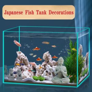 livelyfish Aquarium Buddha Statue Japanese Buddah Figurine Fish Tank Buda Sandstone Sculpture Zen Ornaments Underwater Landscape Decoration,Gift