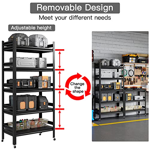 MOLYHOM Storage Shelves Heavy Duty, Garage Storage Racks and Shelving, 5-Tier Metal Shelves for Storage