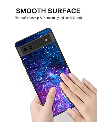 BENTOBEN Pixel 6a Case, Slim Fit Glow in The Dark Hybrid Hard PC Soft TPU Bumper Drop Protective Girls Women Boy Men Phone Cases Cover for Google Pixel 6a 6.1", Nebula/Galaxy