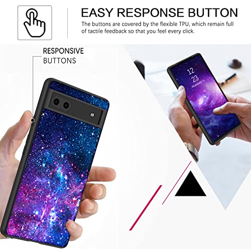 BENTOBEN Pixel 6a Case, Slim Fit Glow in The Dark Hybrid Hard PC Soft TPU Bumper Drop Protective Girls Women Boy Men Phone Cases Cover for Google Pixel 6a 6.1", Nebula/Galaxy