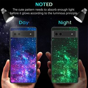 BENTOBEN Pixel 6a Case, Slim Fit Glow in The Dark Hybrid Hard PC Soft TPU Bumper Drop Protective Girls Women Boy Men Phone Cases Cover for Google Pixel 6a 6.1", Nebula/Galaxy