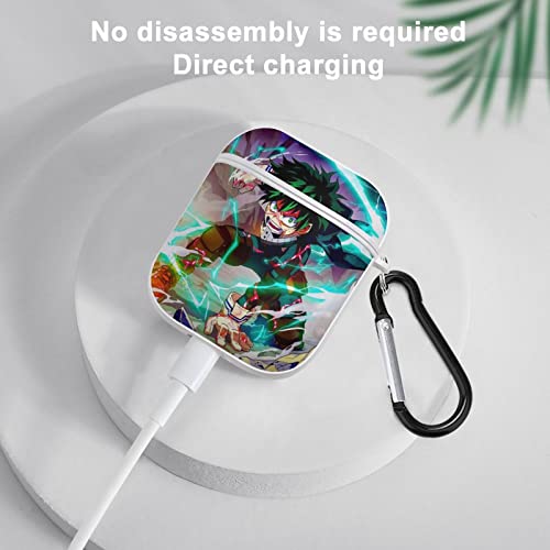 My Hero Academia Izuku Anime Printing for AirPods Case with Keychain for AirPods 2&1, Novelty PC Material Shockproof Cover Compatiable with Wireless Charging