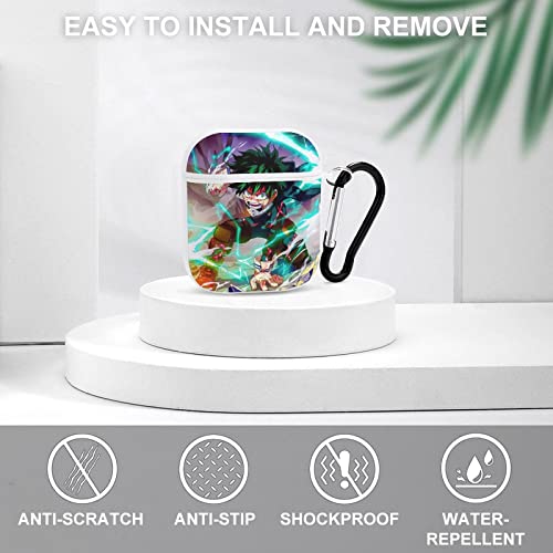 My Hero Academia Izuku Anime Printing for AirPods Case with Keychain for AirPods 2&1, Novelty PC Material Shockproof Cover Compatiable with Wireless Charging