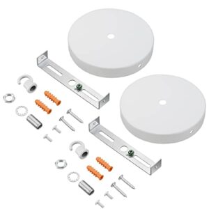 aspen creative 21510-22 chandelier & light fixture canopy kit, 4-3/4" diameter, 7/16" center hole, 2 pack, matte white