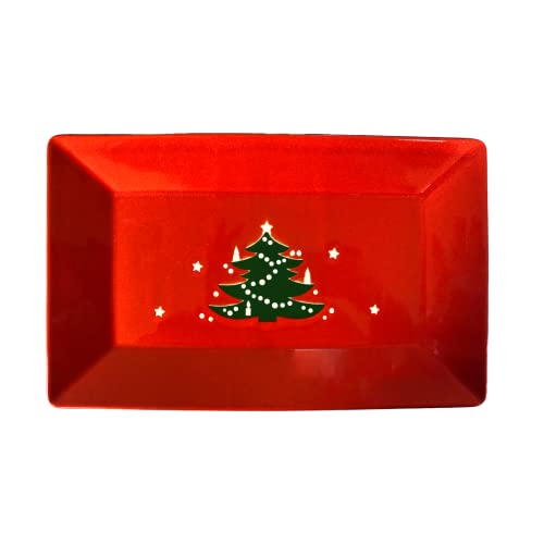 Waechtersbach Christmas Tree Serving Platter – Handmade Porcelain Red Serving Trays for Parties – Durable Christmas Snack Tray – Dishwasher & Microwave Safe Holiday Tray – Great Christmas Gifts