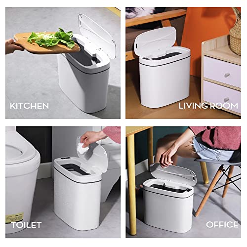 Gttyowyin Smart Touchless Bathroom Trash Can with Lid, 3.4 Gallon/13L Motion Sensor Bathroom Trash Can, Waterproof Smart Trash Can, Garbage Can for Bathroom,Kitchen,Office,Living Room