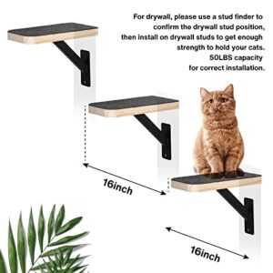 Purife Cat Hammock for Indoor Cat Wall Perch Set with 2 Steps, Wall Mounted Corner Cat Shelves, Cat Wall Bed with Climbing Steps, Wall Cat Climbing Shelf, Cat Scratching Post