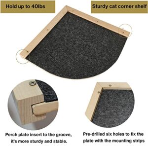 Purife Cat Hammock for Indoor Cat Wall Perch Set with 2 Steps, Wall Mounted Corner Cat Shelves, Cat Wall Bed with Climbing Steps, Wall Cat Climbing Shelf, Cat Scratching Post