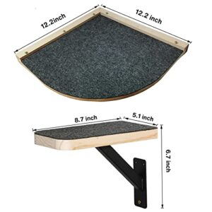 Purife Cat Hammock for Indoor Cat Wall Perch Set with 2 Steps, Wall Mounted Corner Cat Shelves, Cat Wall Bed with Climbing Steps, Wall Cat Climbing Shelf, Cat Scratching Post